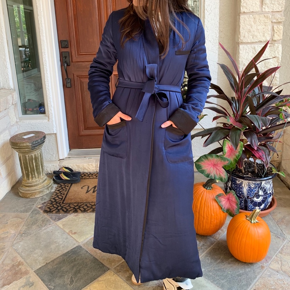 Reformation Reversible Navy Black Robe Puffy Coat - Gem